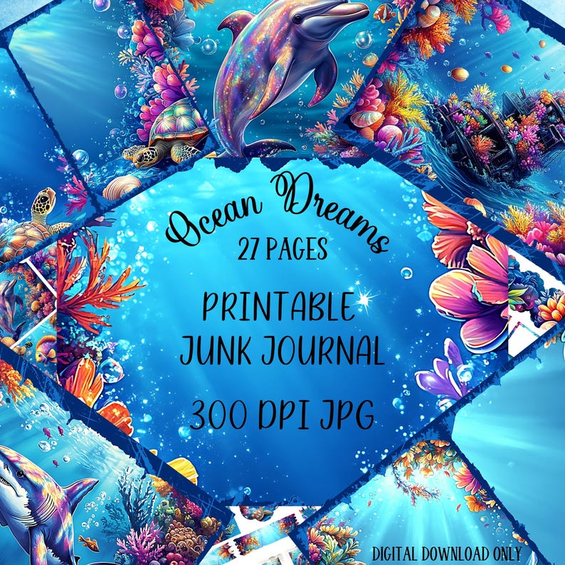 Ocean Digital Papers Ephemera, Printable Journal Supplies, Scrapbooking ...
