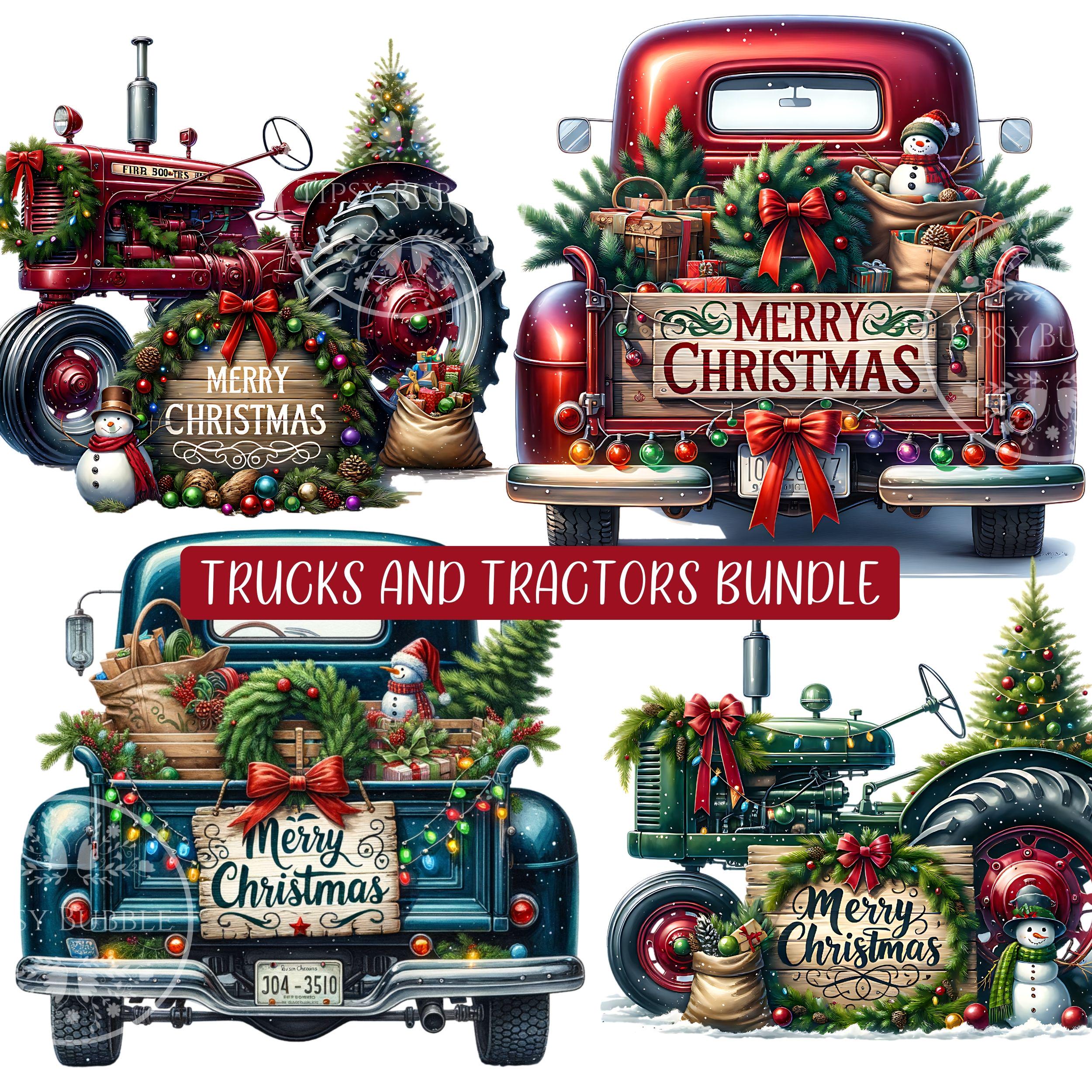 Christmas Truck PNG Bundle, Christmas Tractor, Christmas Shirt Design ...