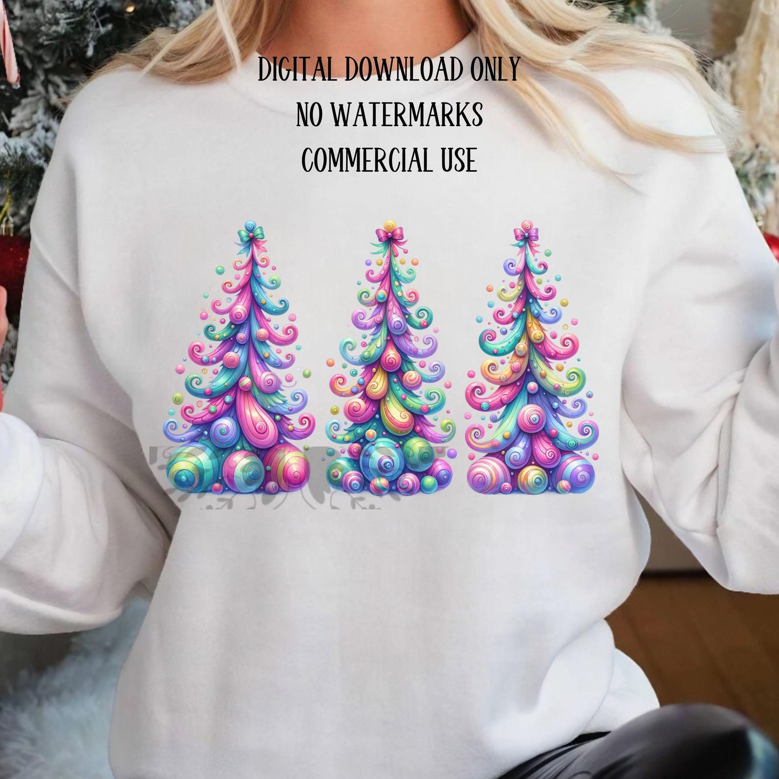 Pastel Christmas Tree PNG, Christmas Sublimation, Swirling Christmas ...