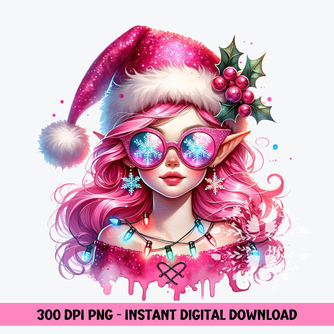 Pink Christmas Elf PNG Sublimation Design, Pink Holiday Elf Clipart ...