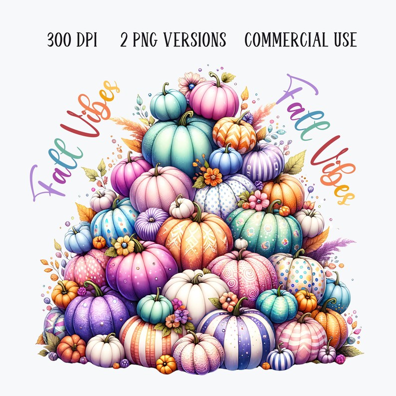 Floral Pumpkin Clipart, Fall Pumpkin PNG, Pumpkin Stack PNG, Fall Vibes ...