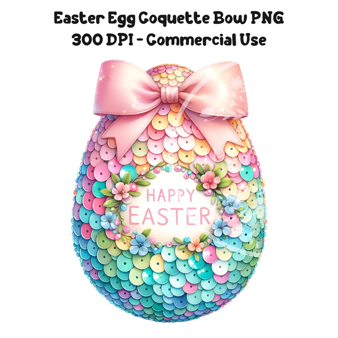 Easter Egg Coquette Bow PNG, Watercolor Clipart, Faux Rhinestone Shirt ...