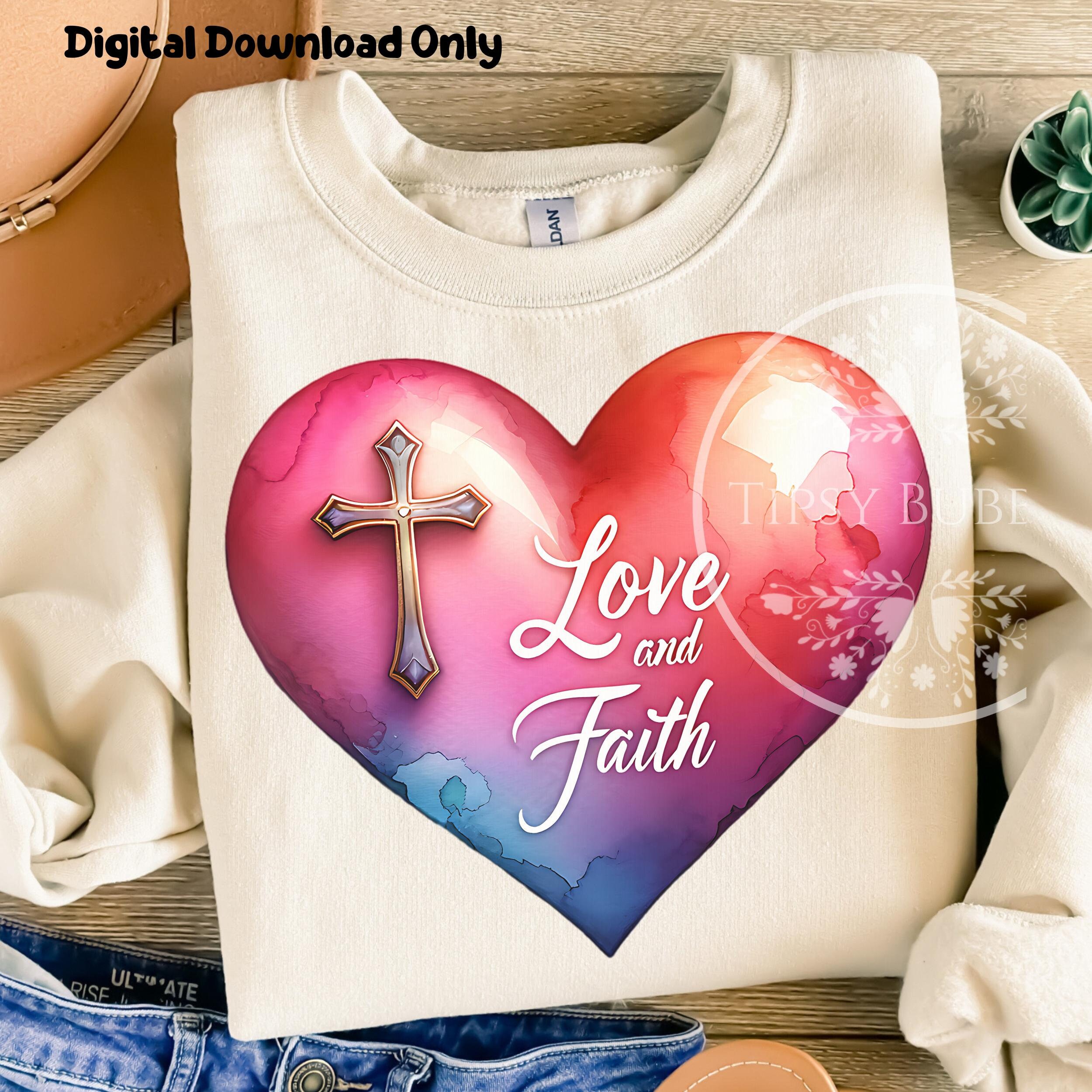 Christian Heart Cross PNG: Faith & Love Shirt Design (digital Download ...