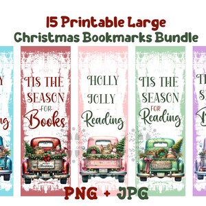 Christmas Bookmark Printables, Book Club, Bookmark Sheets, Holiday ...