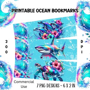 Ocean Printables, Bookmark Bundle, Sea Turtle PNG, Bookmark Sublimation ...