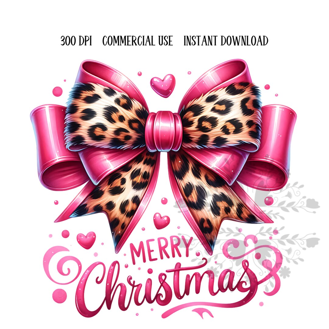 Coquette Pink Christmas Bow PNG Sublimation Design, Pink Holiday ...