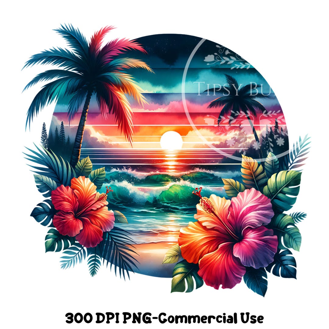 Tropical Beach PNG, Tropical Summer PNG, Beach Sublimation Files ...