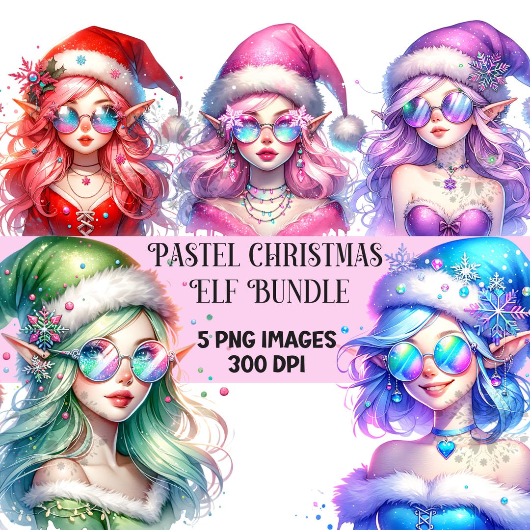 Pastel Christmas Watercolor Elf Clipart, Funny Elf Clipart, Christmas ...