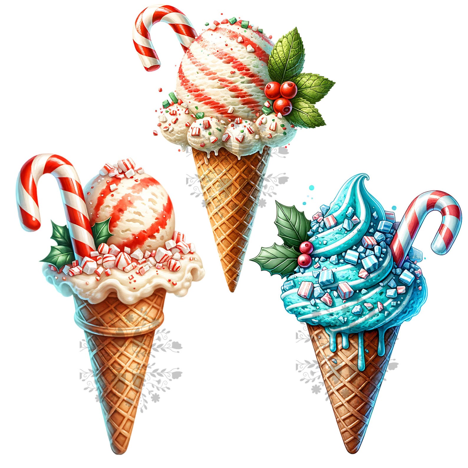 Colorful Christmas Clipart Bundle, Christmas Candy PNG, Holiday ...