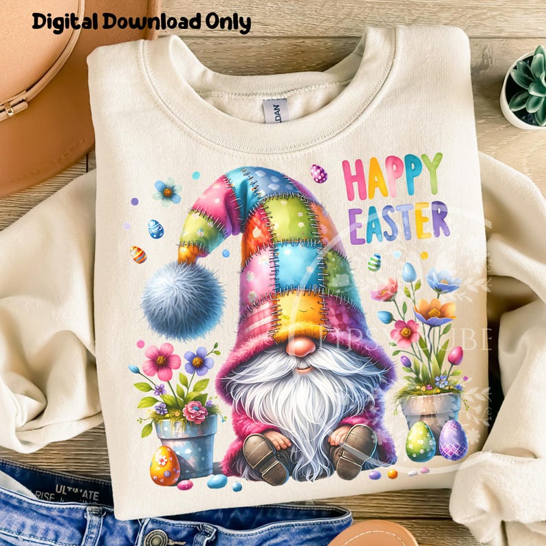 Easter Gnome PNG, Cute Watercolor Clipart, Easter Sublimation Files ...