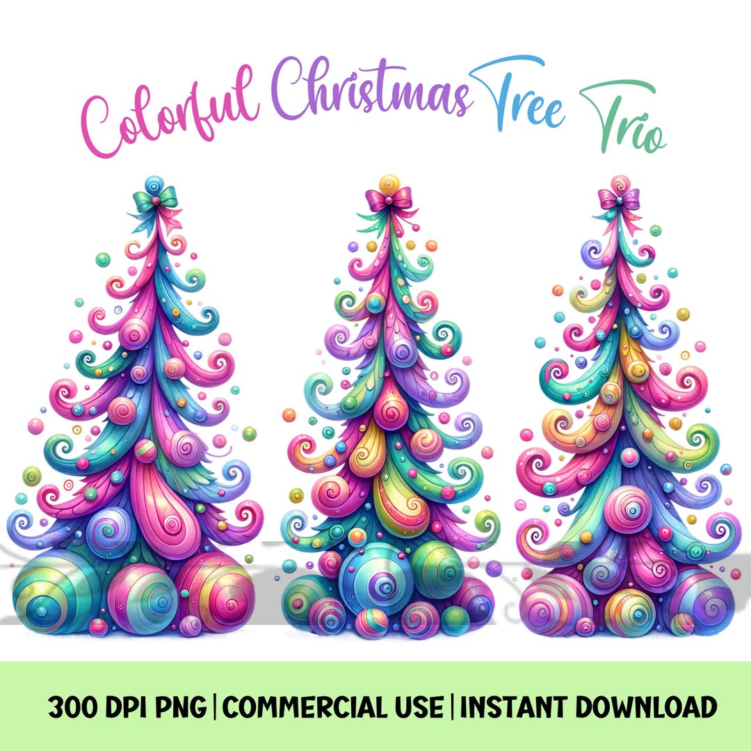 Pastel Christmas Tree PNG, Christmas Sublimation, Swirling Christmas ...