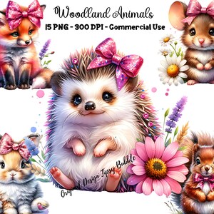 Coquette Animals Clipart, Woodland Animals Clipart Bundle, Fox, Bear ...