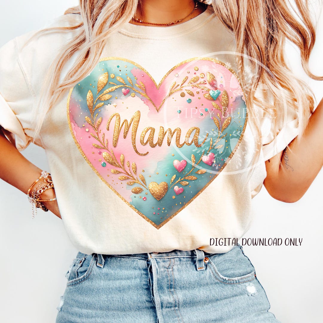 Mama Heart PNG, Watercolor Heart Clipart, Mama Shirt Digital File ...