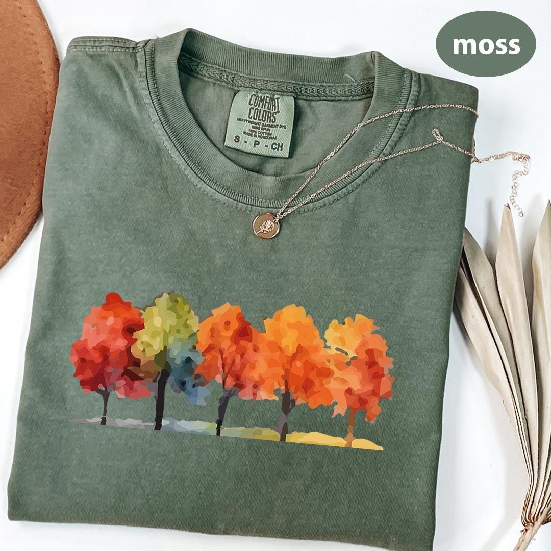 Comfort Colors® Autumn Tree Line Shirt: Colorful Tree Shirt - Etsy