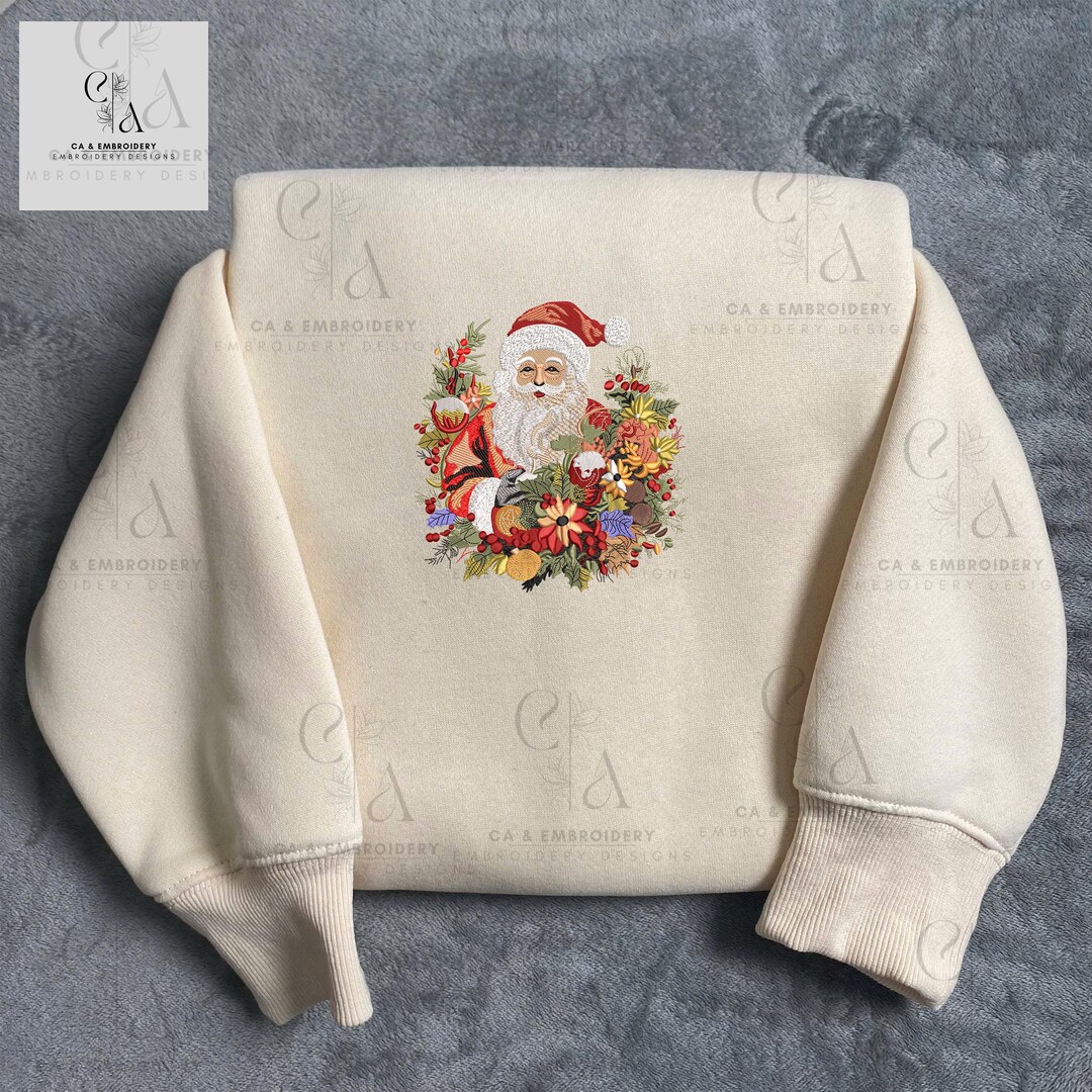 Floral Santa Claus Machine Embroidery Designs, Santa With Flowers ...