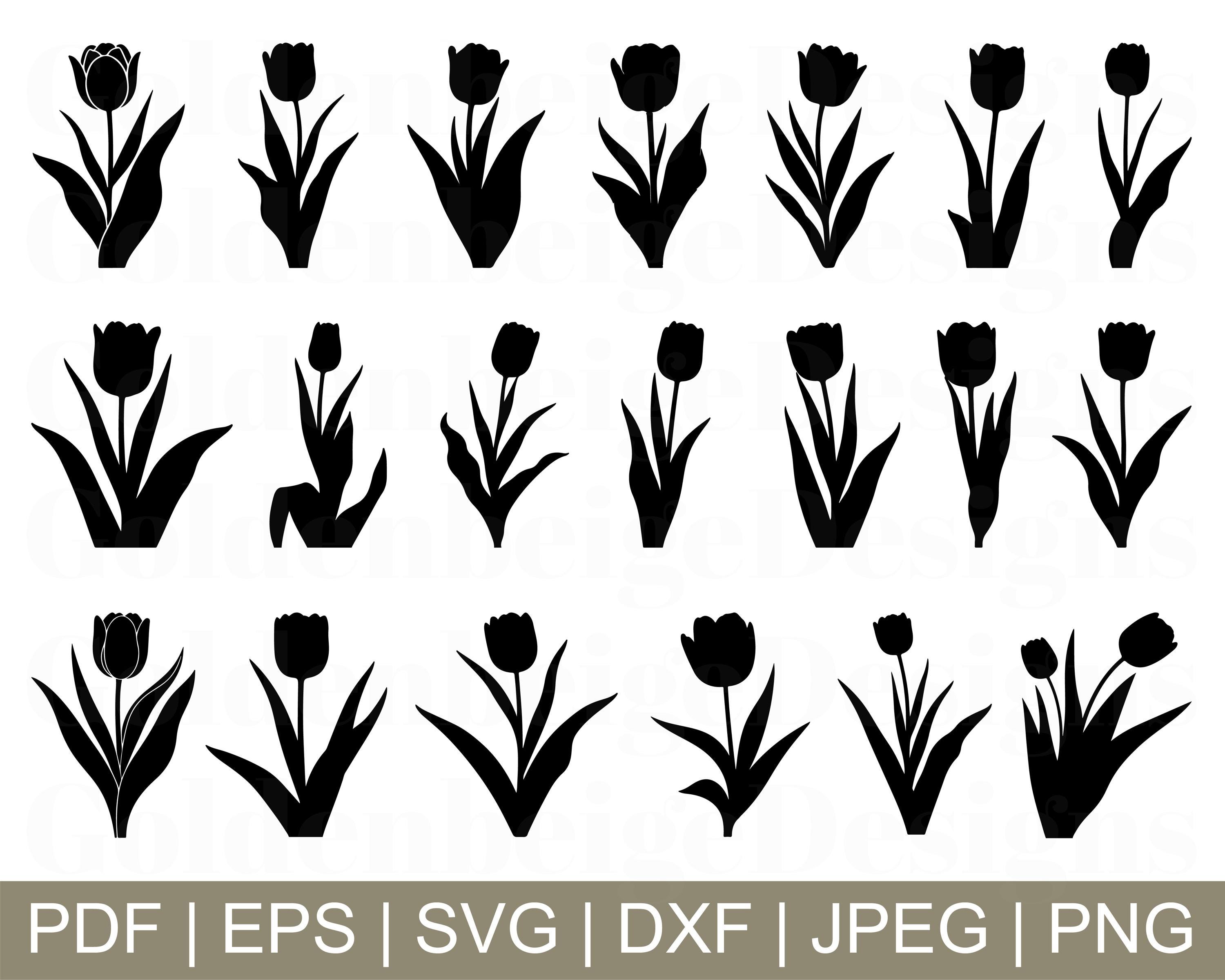 Tulip Flower Svg, Tulip Flower Cut File, Flower Silhouette, Tulip ...