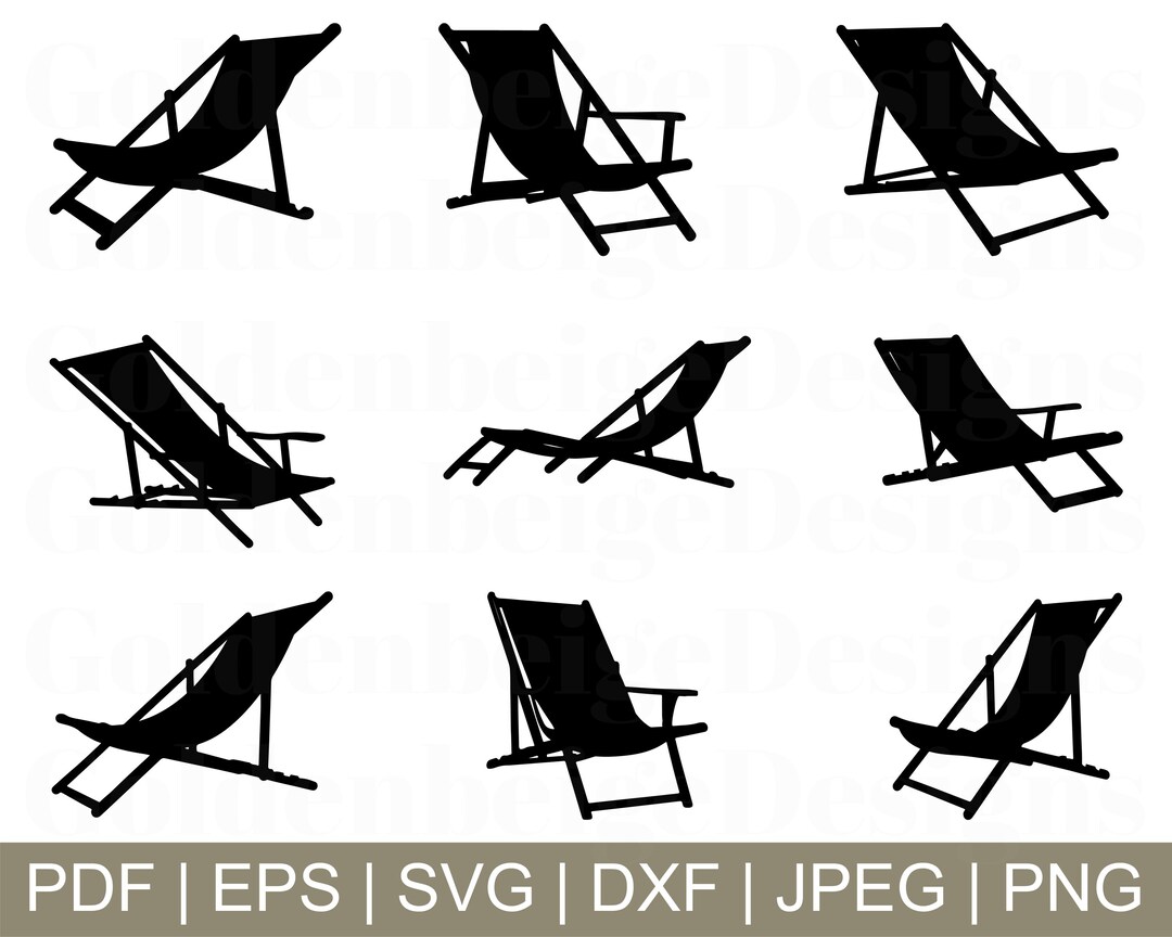 Beach Chair Svg, Beach Chair Cut File, Beach Chair Silhouette, Beach ...