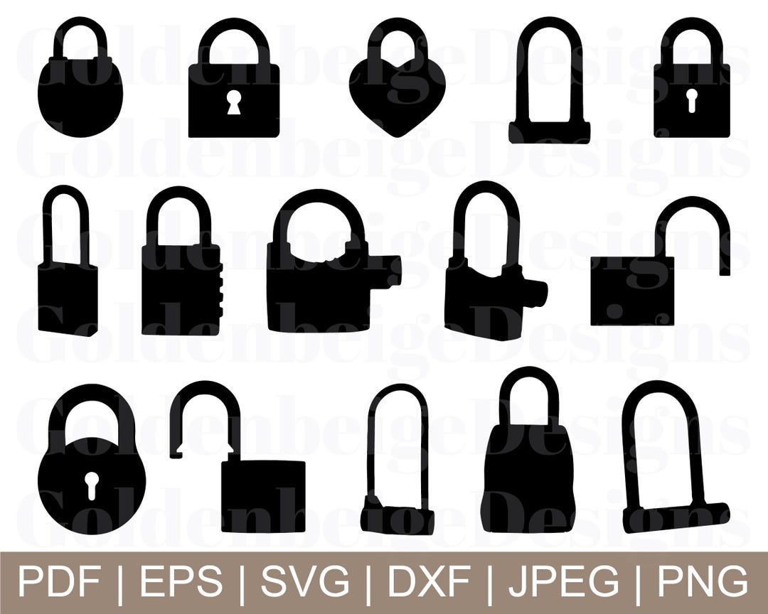 Security Lock Svg, Lock Vector, Lock Silhouette, Padlock, Lock Dxf, Png ...