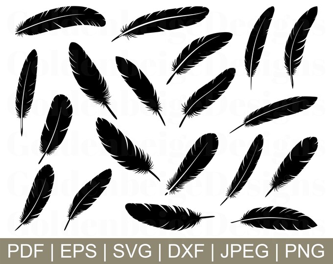 Feather SVG Bundle, Feather Clipart, 15 Feather Cut Files for Cricut ...