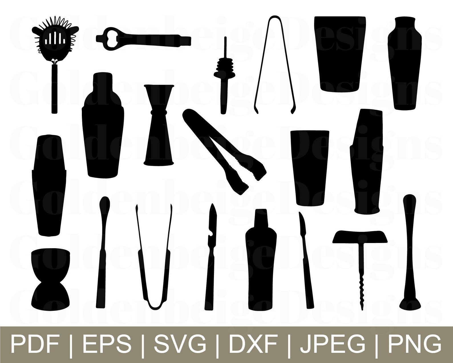 Bartender Tools Svg, Bartender Tools Silhouette, Bartender Tools Vector ...