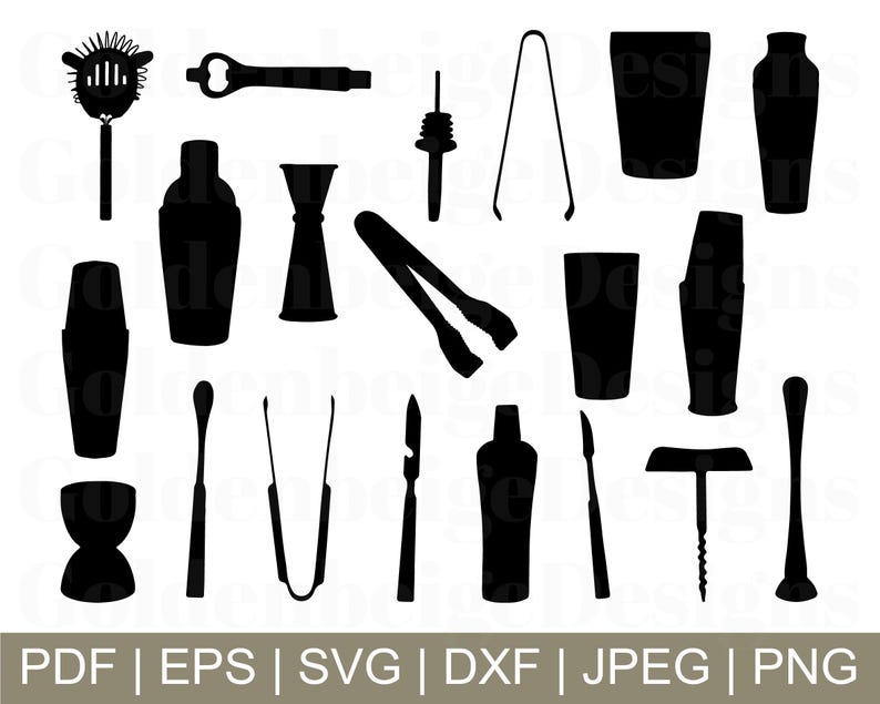 Bartender Tools Svg, Bartender Tools Silhouette, Bartender Tools Vector ...