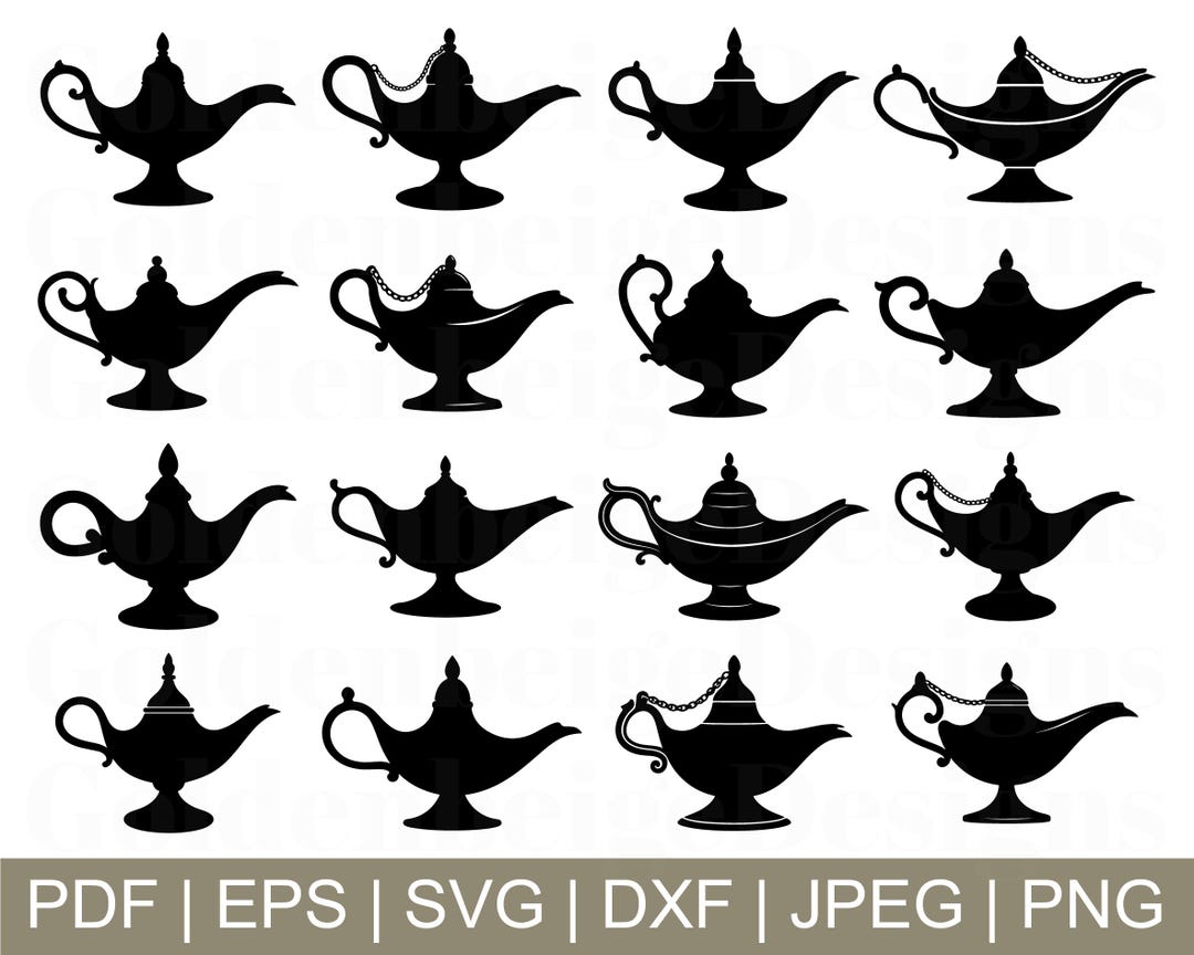 Genie Lamp Svg, Genie Lamp Silhouette, Genie Lamp Cut File, Genie Lamp ...