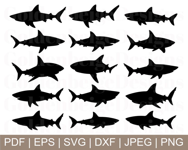 Shark Svg, Shark Vector, Shark Silhouette, Sharks Cut File, Sharks ...