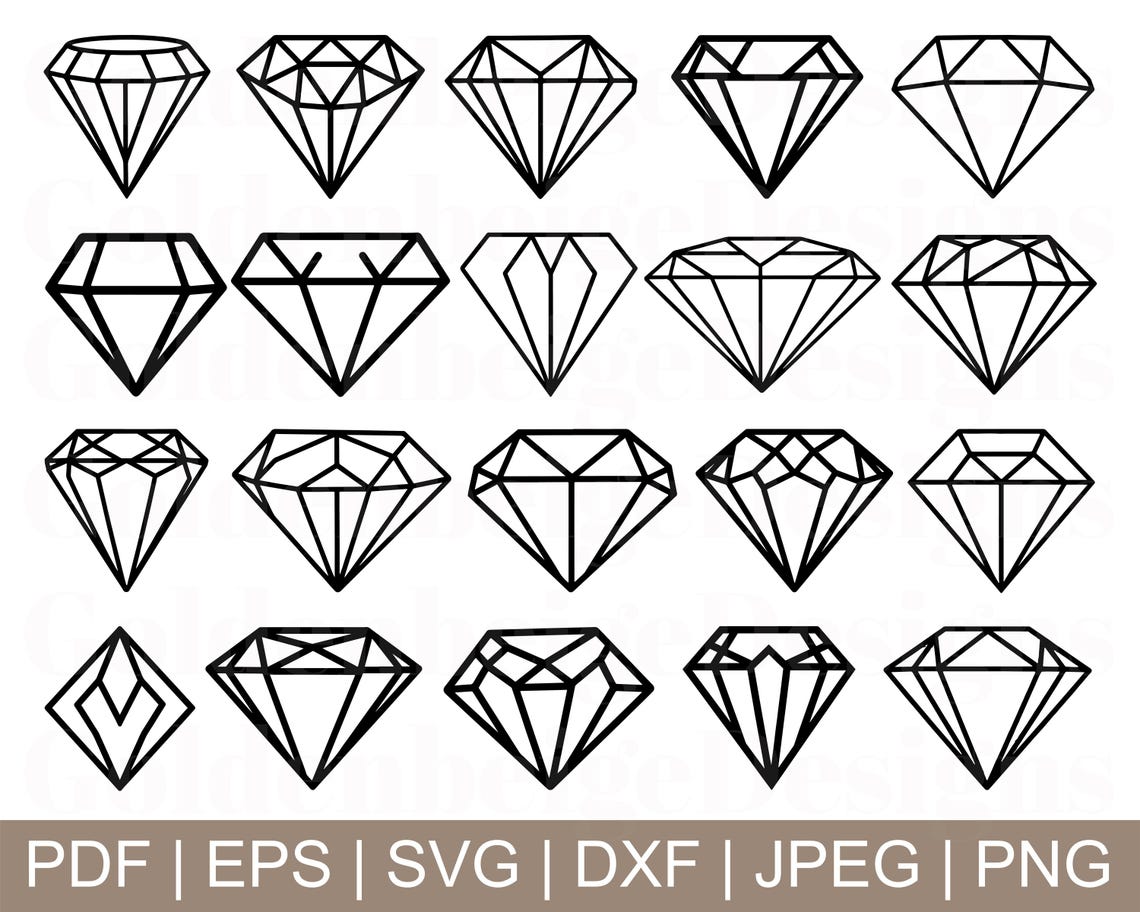 Diamond Shape Svg, Diamond Outline, Diamond Silhouette, Diamond Cricut ...