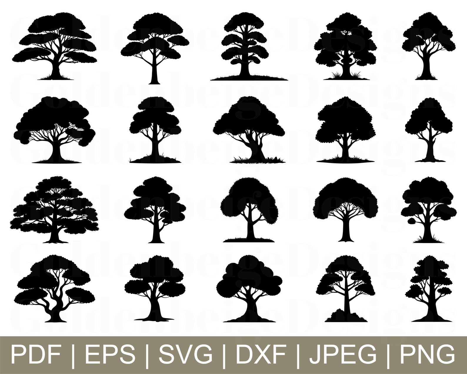 Simple Tree Svg, Tree Silhouette, Tree Cut File, Tree Vector Tree Dxf ...