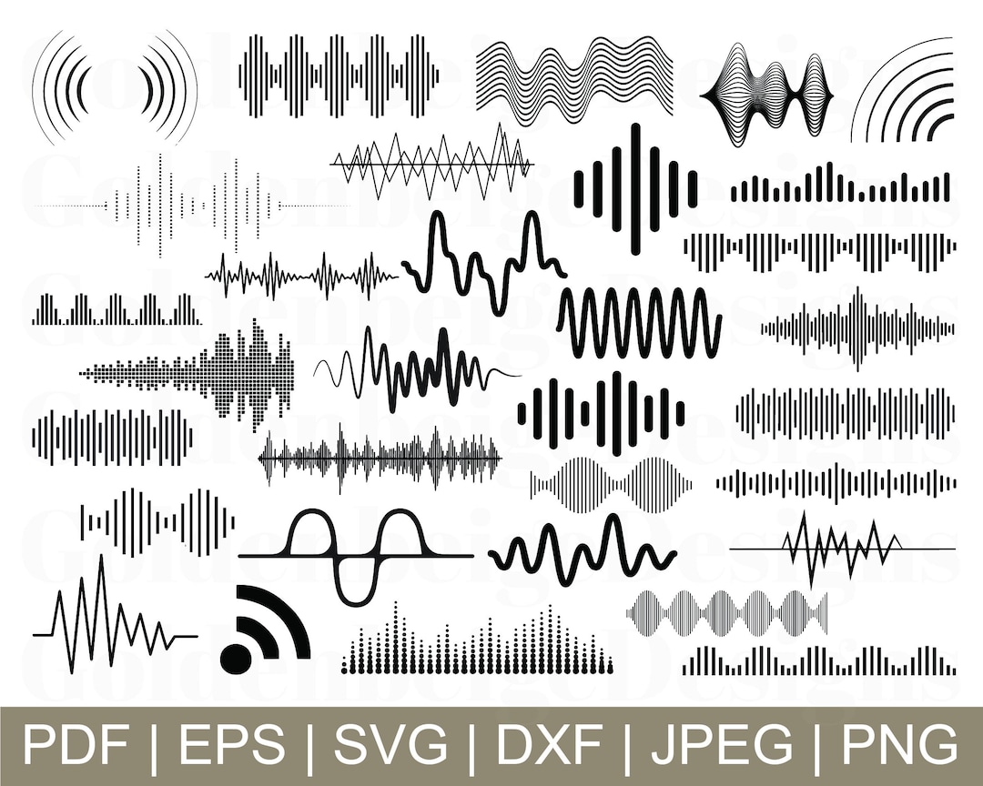 Sound Waves Svg, Sound Waves Vector, Sound Waves Silhouette, Musical ...
