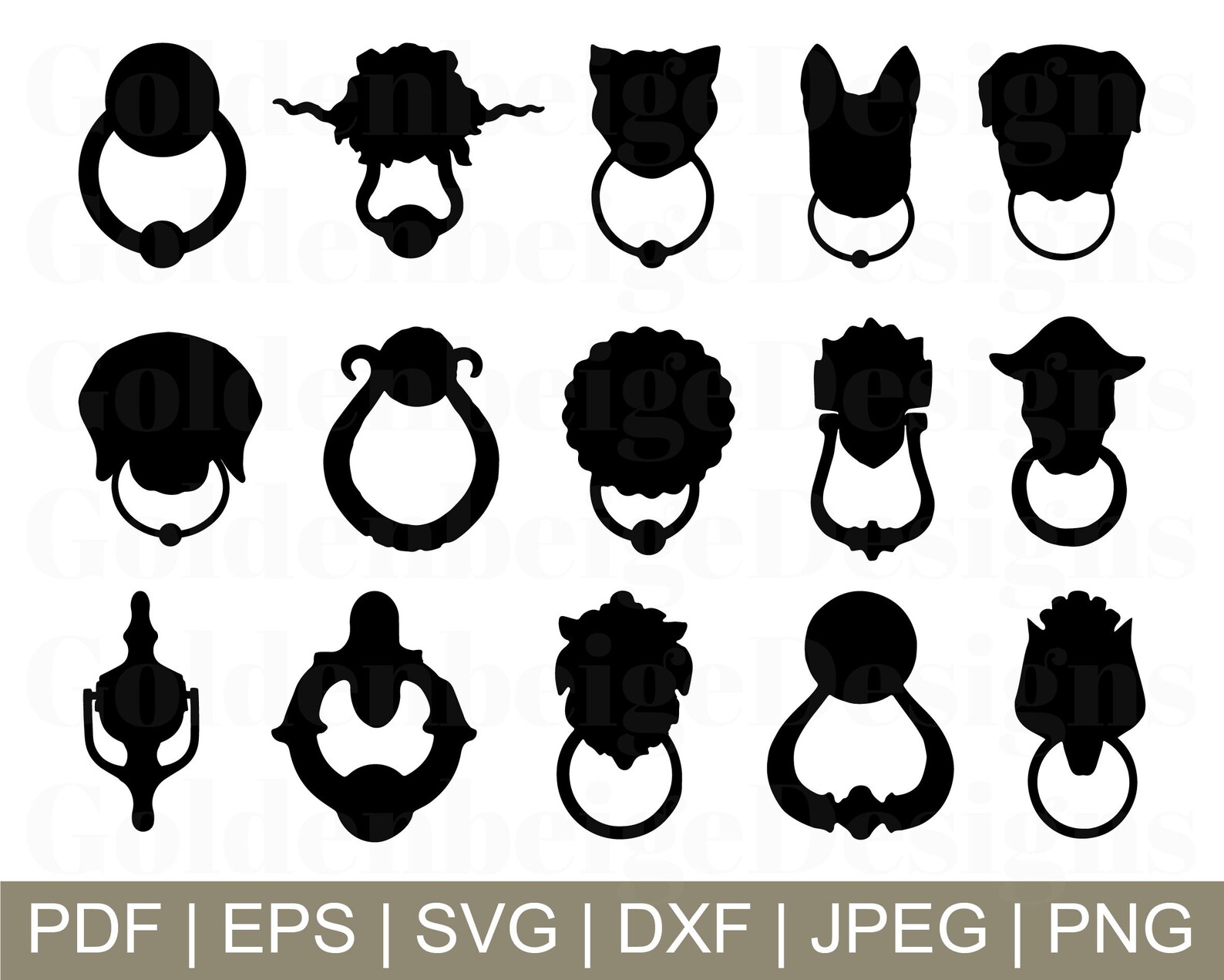 Door Knockers Svg, Door Knockers Vector, Door Knockers Dxf, Knockers ...