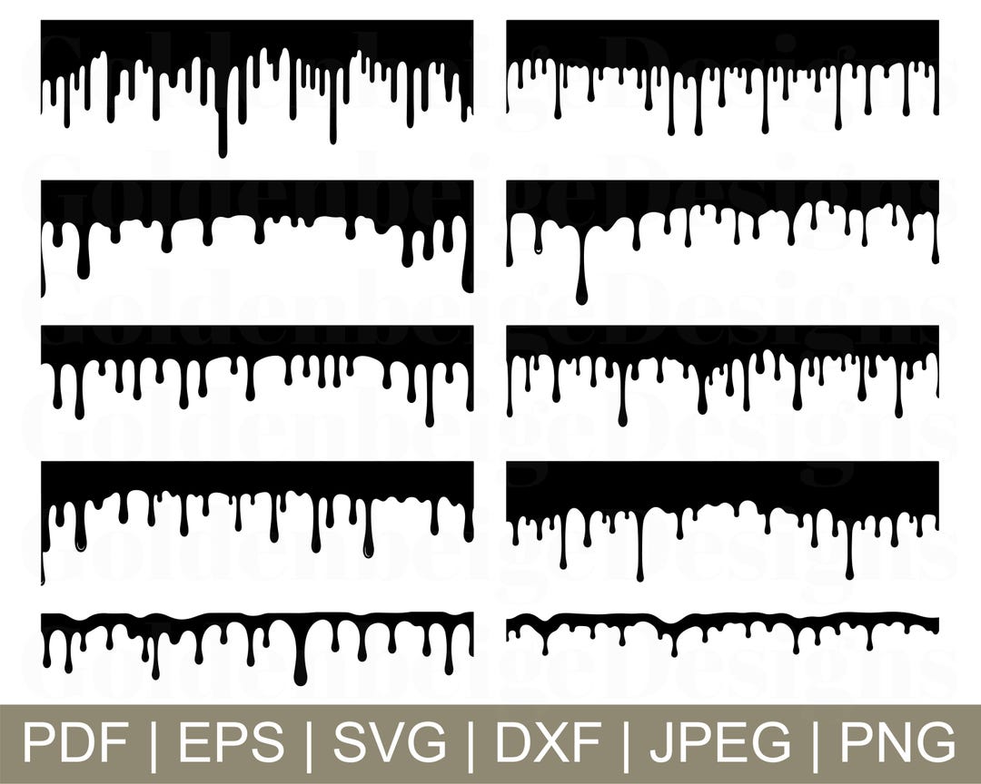 Dripping Border Svg, Dripping Border Cut File, Dripping Borders Vector ...