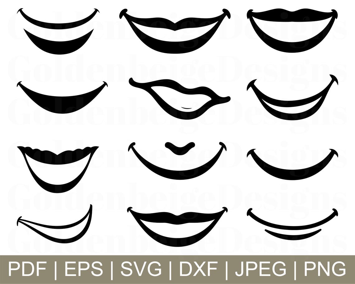 Smile Svg, Smile Cut File, Smile Silhouette, Smile Vector, Smile Dxf ...
