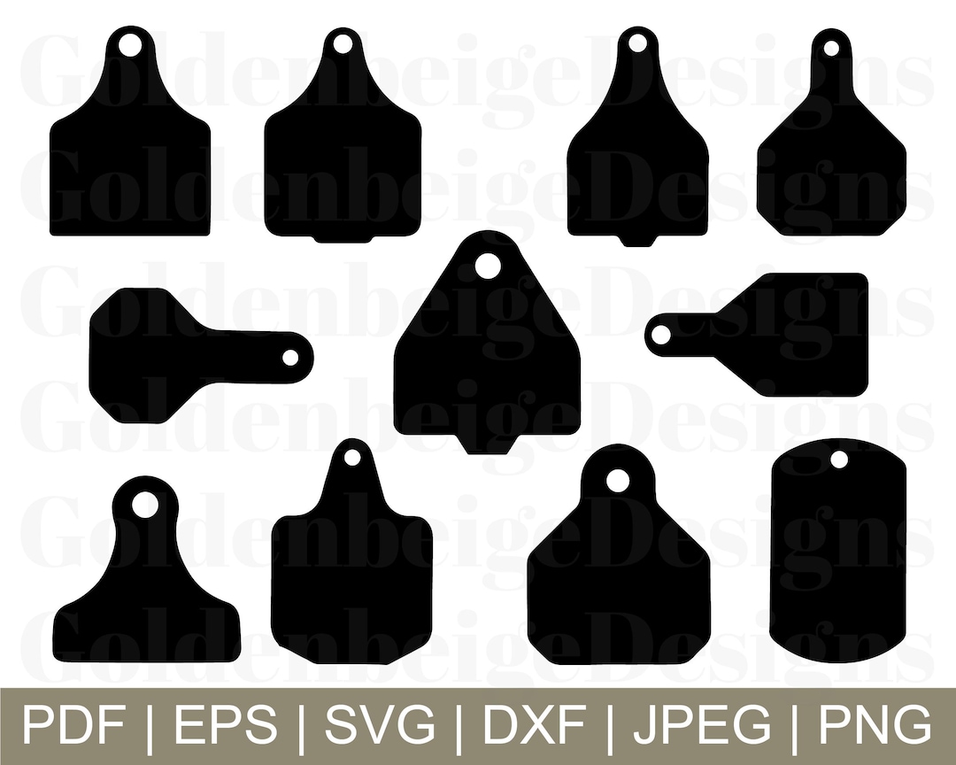 Steer Eartag Svg, Cow Eartag Silhouette, Cow Tag SVG, Cattle Ear Tag ...
