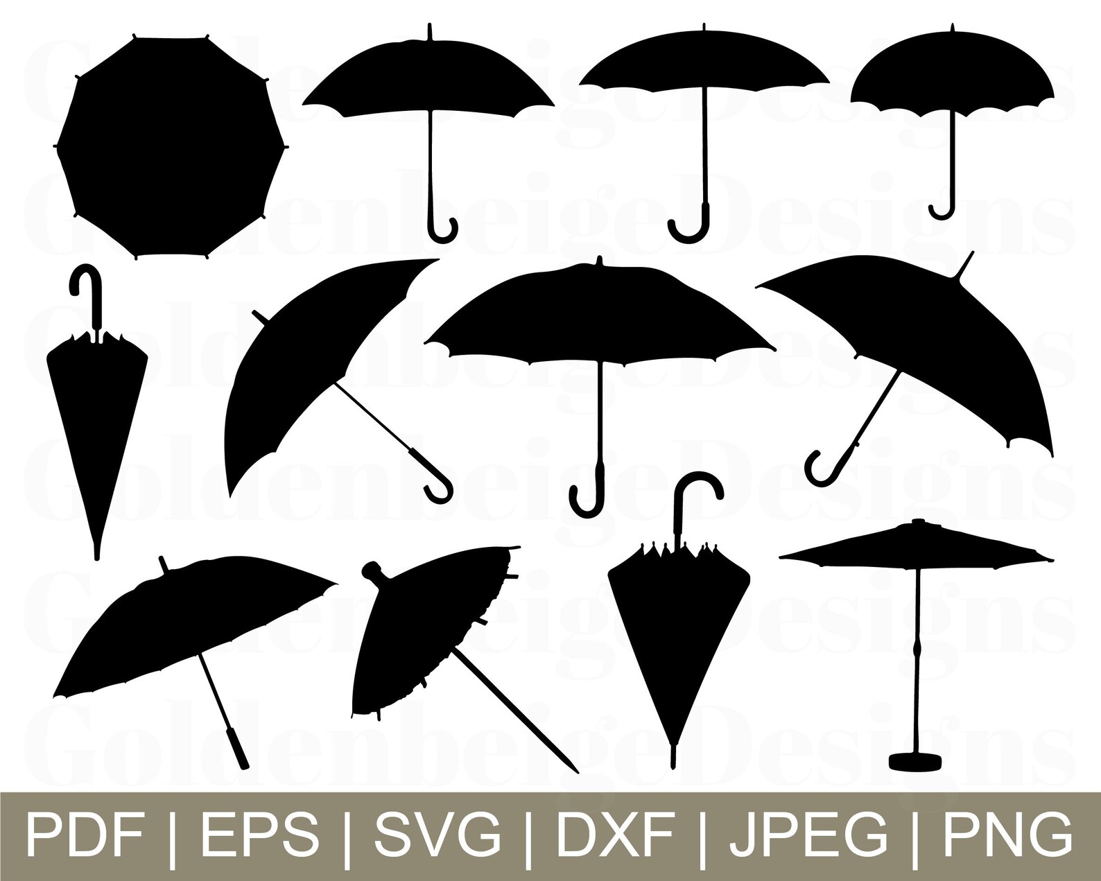 Umbrella Svg, Umbrella Vector, Umbrella Silhouette, Umbrella Cut File ...