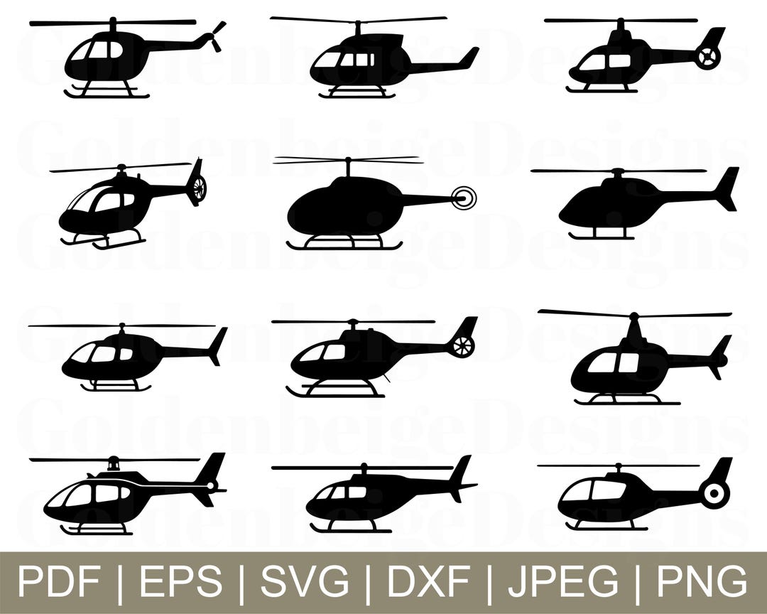 Helicopter Svg, Helicopter Cut File, Helicopter Silhouette, Helicopter ...