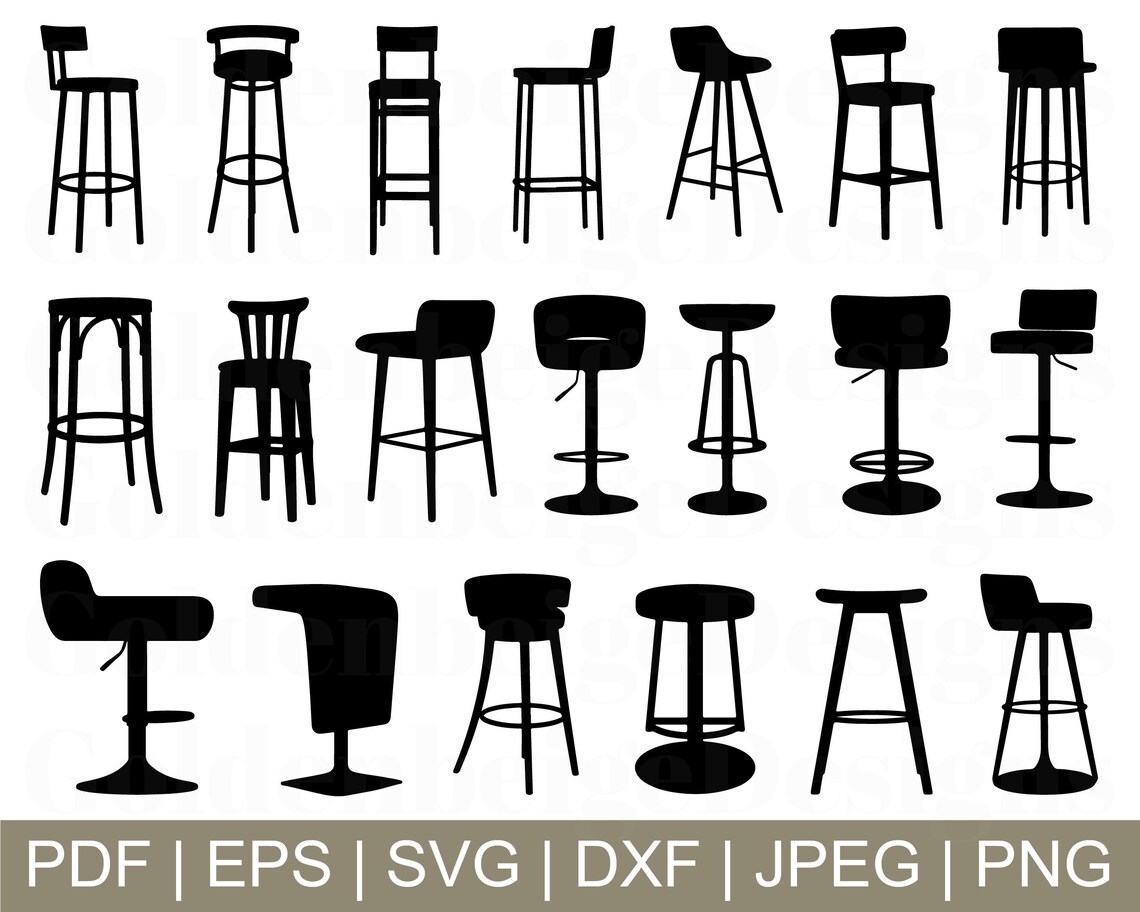Bar Stool Svg, Bar Stool Vector, Bar Stool Silhouette, Bar Stool Cut ...
