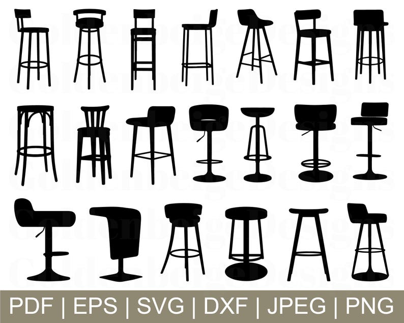 Bar Stool Svg, Bar Stool Vector, Bar Stool Silhouette, Bar Stool Cut ...