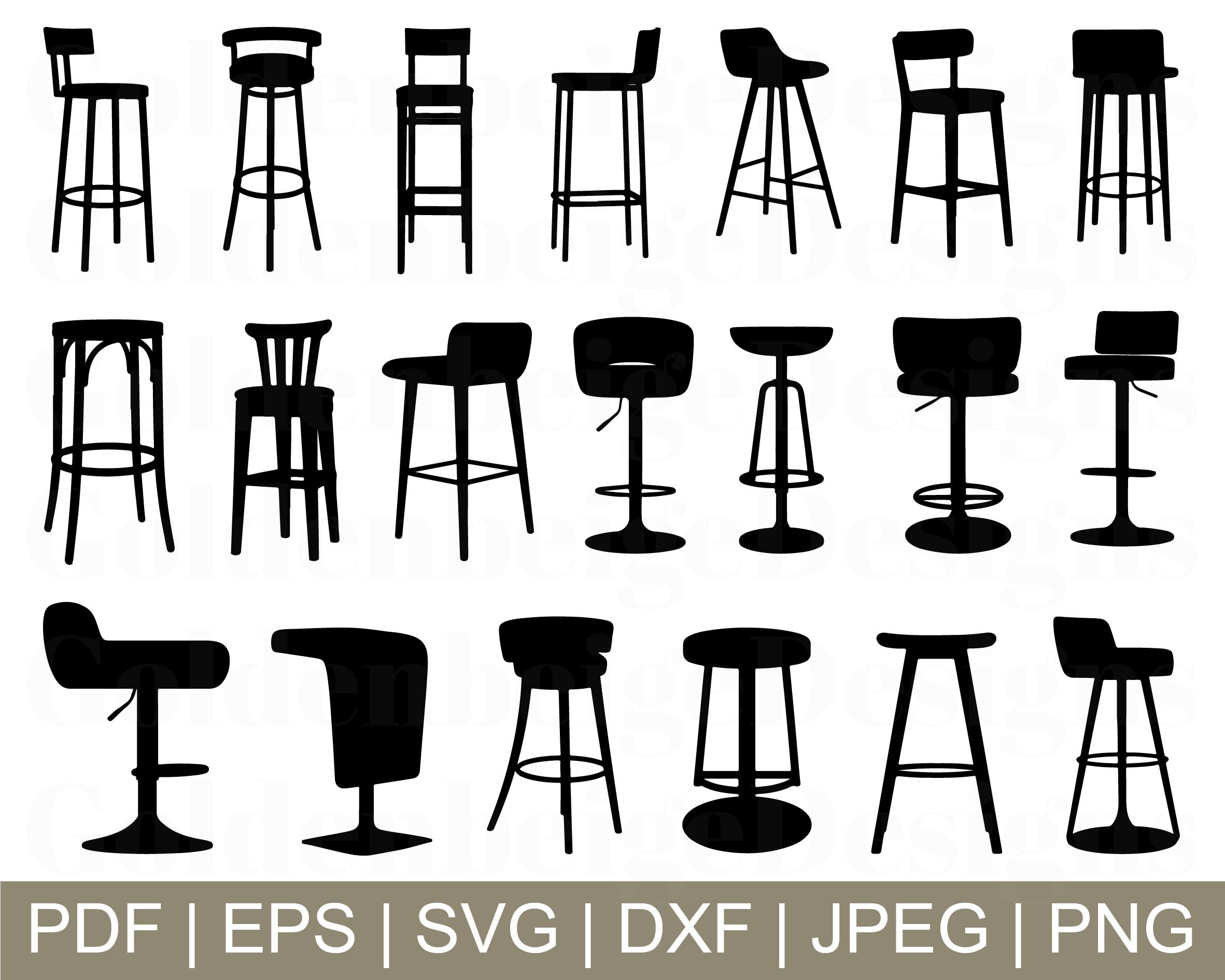 Bar Stool Svg, Bar Stool Vector, Bar Stool Silhouette, Bar Stool Cut ...