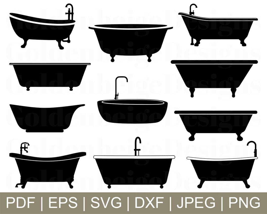Bath Tubs Svg, Bath Tub Cut File, Bath Tub Silhouette, Bath Tub Dxf ...