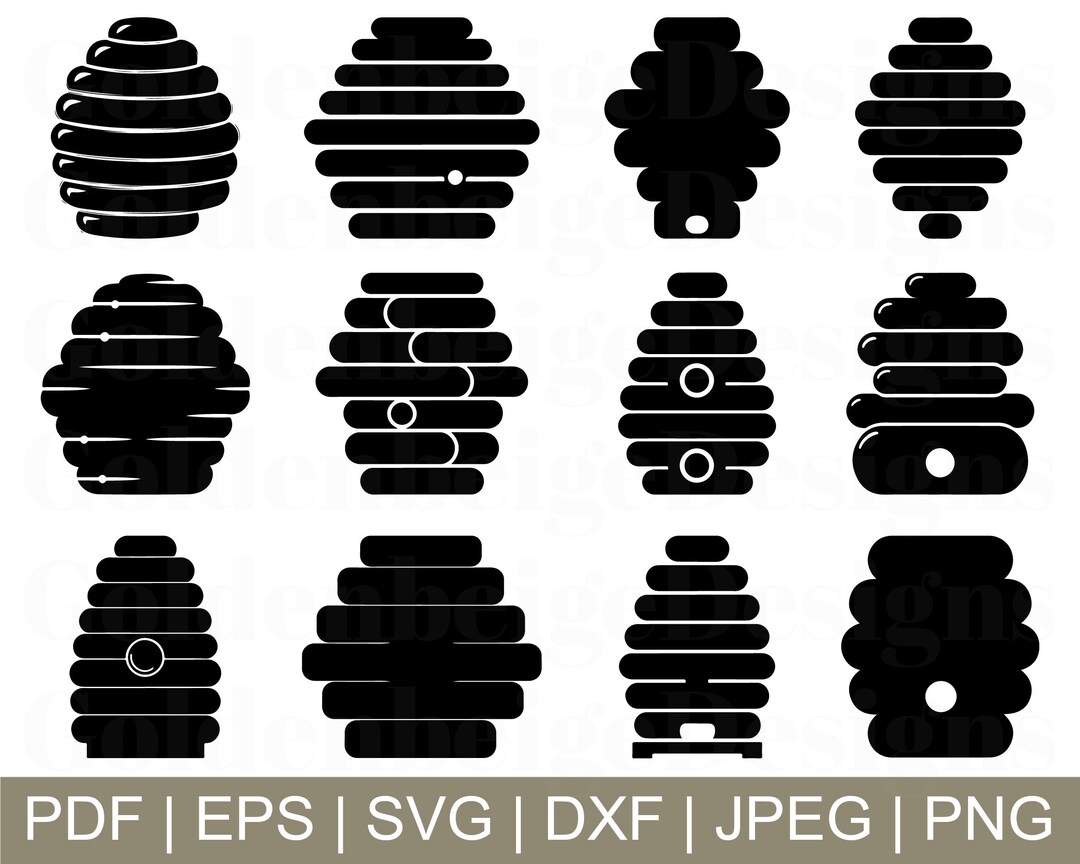 Beehives Svg, Beehives Cut File, Beehives Silhouette, Beehives Vector ...