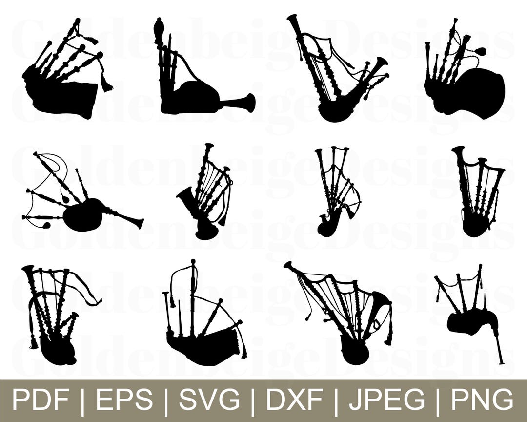 Bagpipe Svg, Bagpipe Vector, Bagpipe Silhouette, Bagpipe Cricut ...