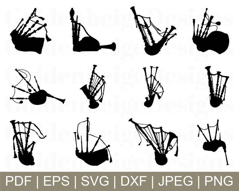 Bagpipe Svg, Bagpipe Vector, Bagpipe Silhouette, Bagpipe Cricut, Bagpipe Cut File, Dxf, Jpeg ...