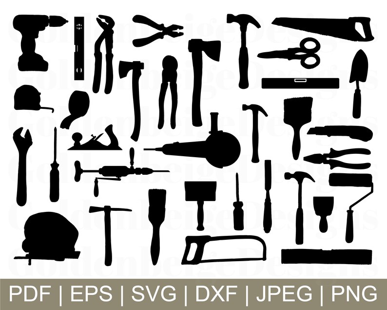 Work Tools Svg, Work Tools Vector, Work Tools Silhouette, Work Tools ...