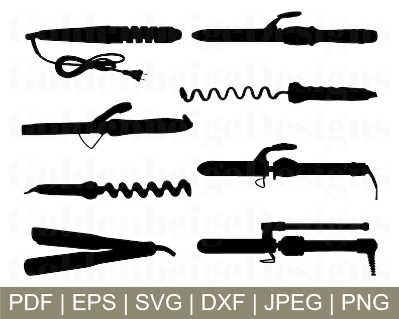 Curling Iron Svg, Curling Iron Vector, Curling Iron Silhouette, Hair Iron Dxf - Etsy