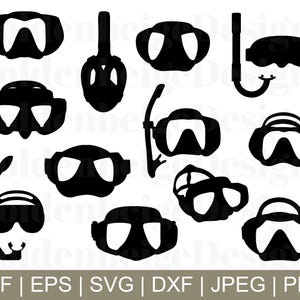Snorkel Diving Mask Svg, Diving Mask Silhouette, Diving Mask Dxf, Scuba ...