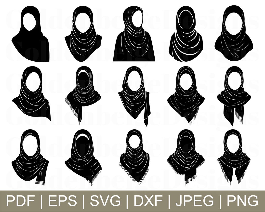 Hijab Svg, Hijab Cut File, Hijab Dxf, Hijab Silhouette, Hijab Vector ...