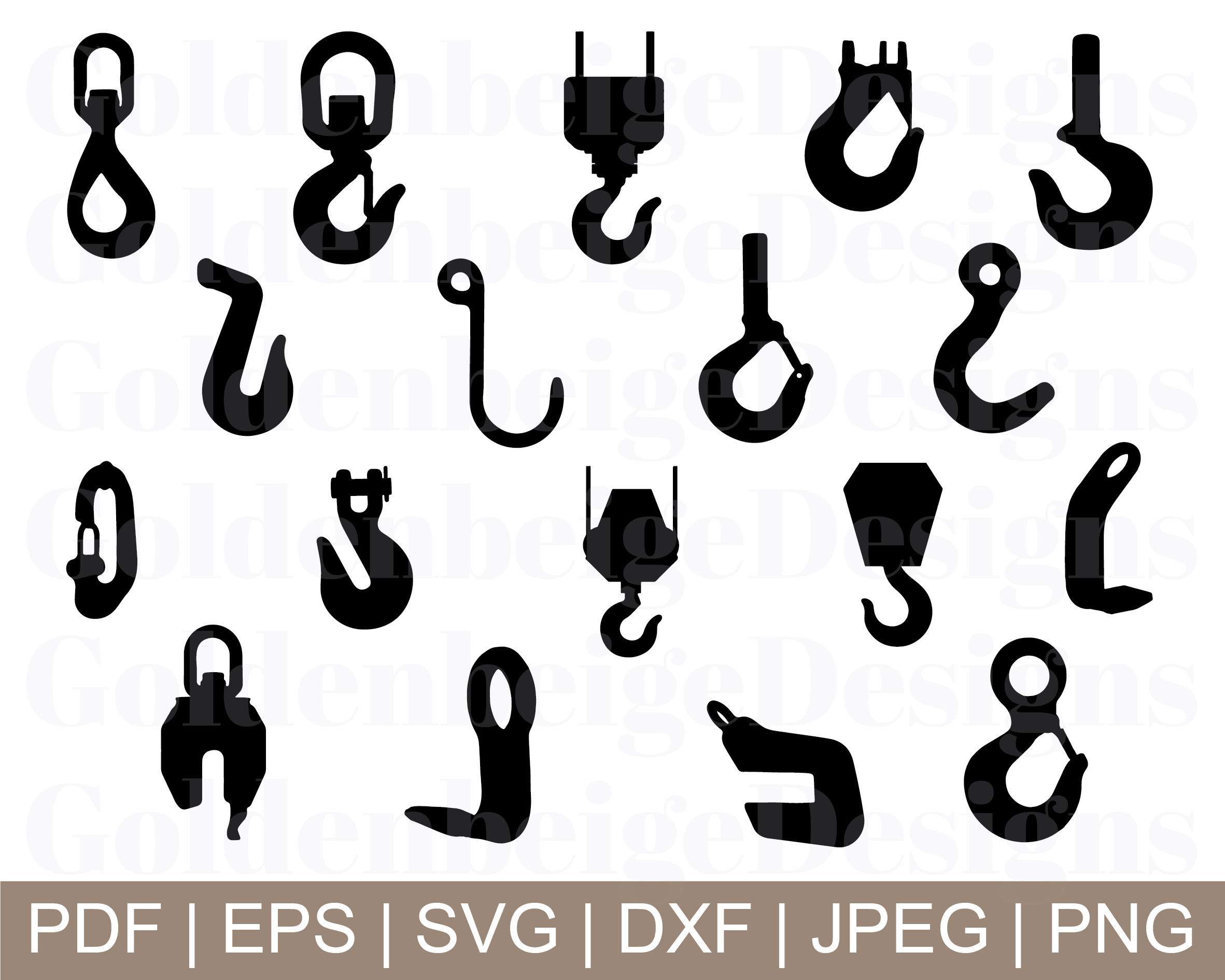 Lifting Hook Svg, Lifting Hook Silhouette, Crane Hook Vector, Hook Dxf ...