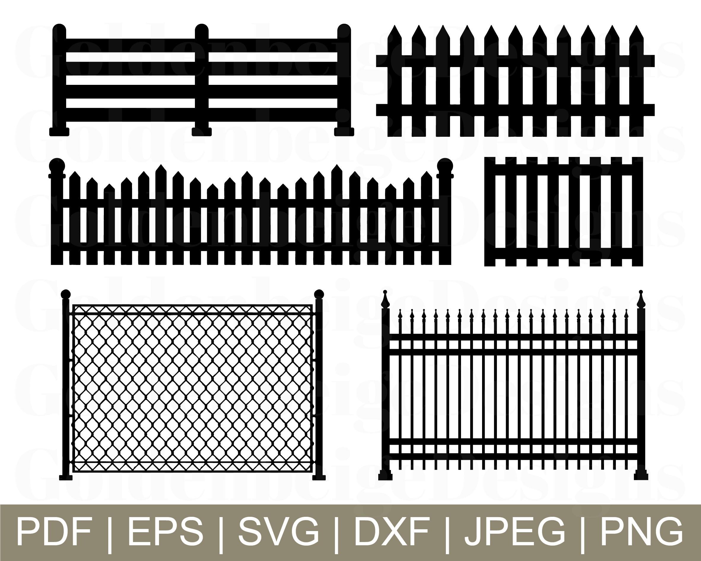 Fence Svg, Picket Fence Vector, Fence Silhouette, Wood Fence, Fence ...