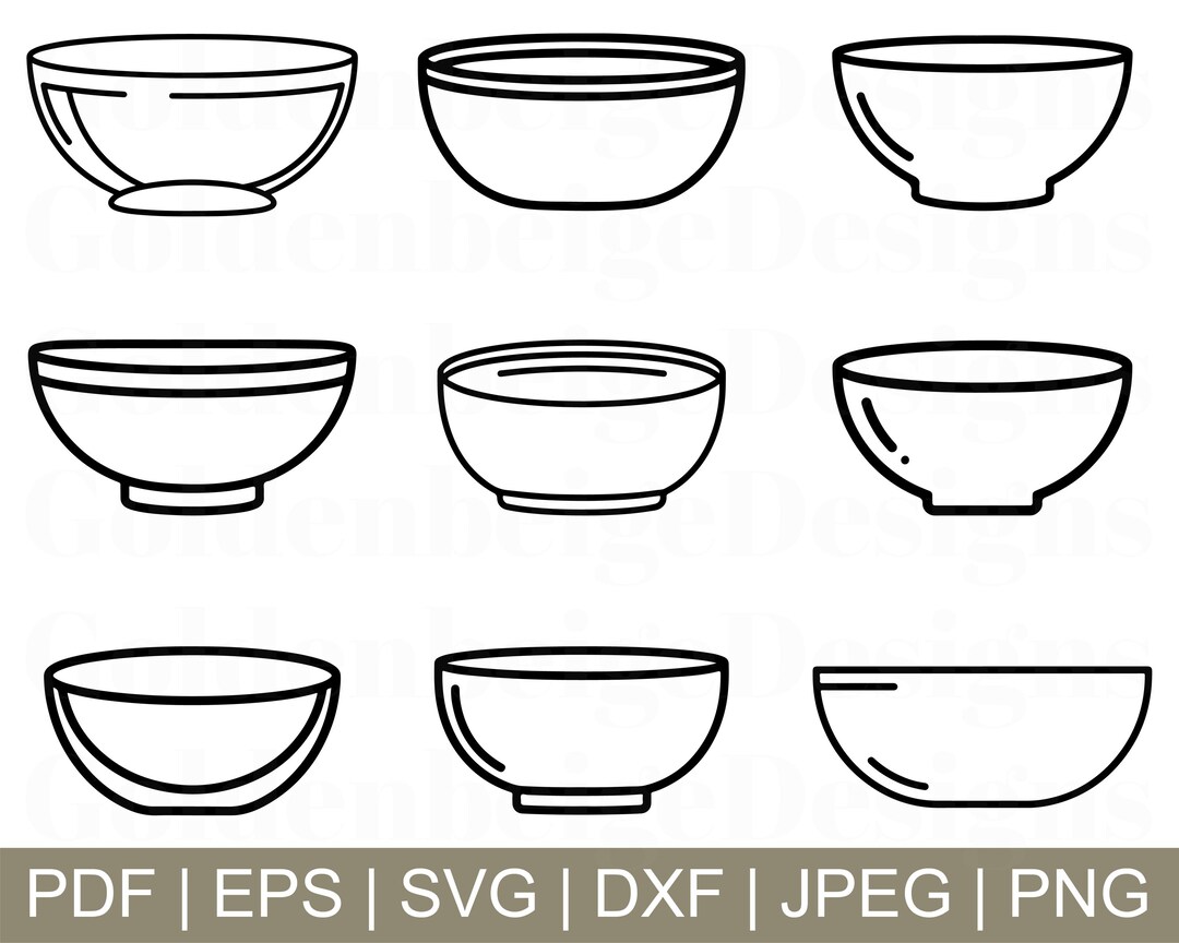 Bowl Svg, Bowl Cut File, Bowl Silhouette, Bowl Cricut, Bowl Dxf, Jpeg ...